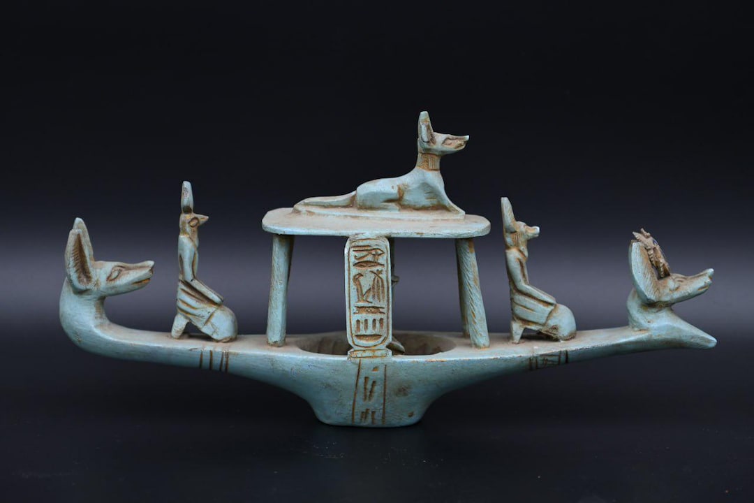 Anubis Boat Statue With Horus Egyptian Antiquity Made in Egypt Handmade ...