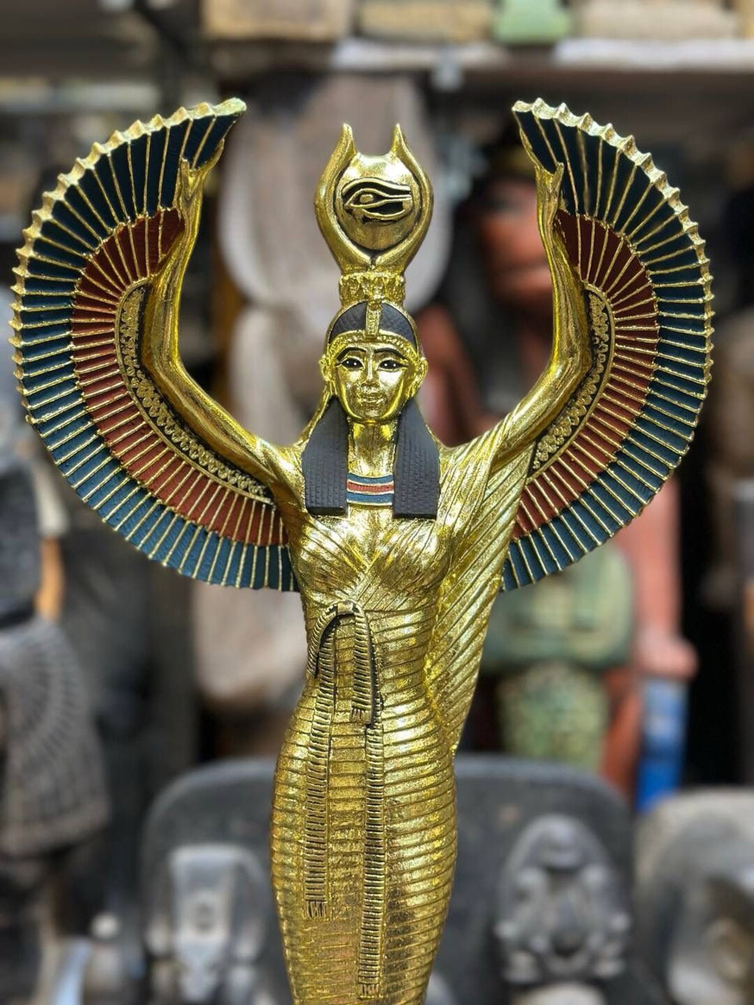 Ancient Egyptian Goddess Isis, Winged Isis Statue Made of Solid Stone ...