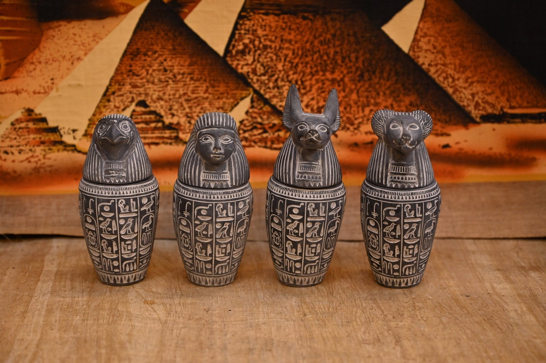 Canopic Jars (sons of Horus) Jars for Mummification Handmade Egyptian ...