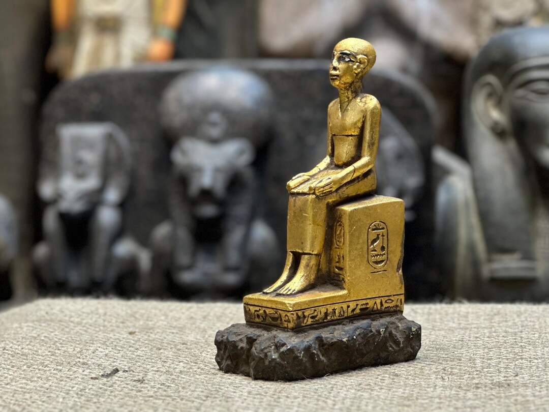A Masterpiece Statue of the Engineer and the God Imhotep Egyptian ...