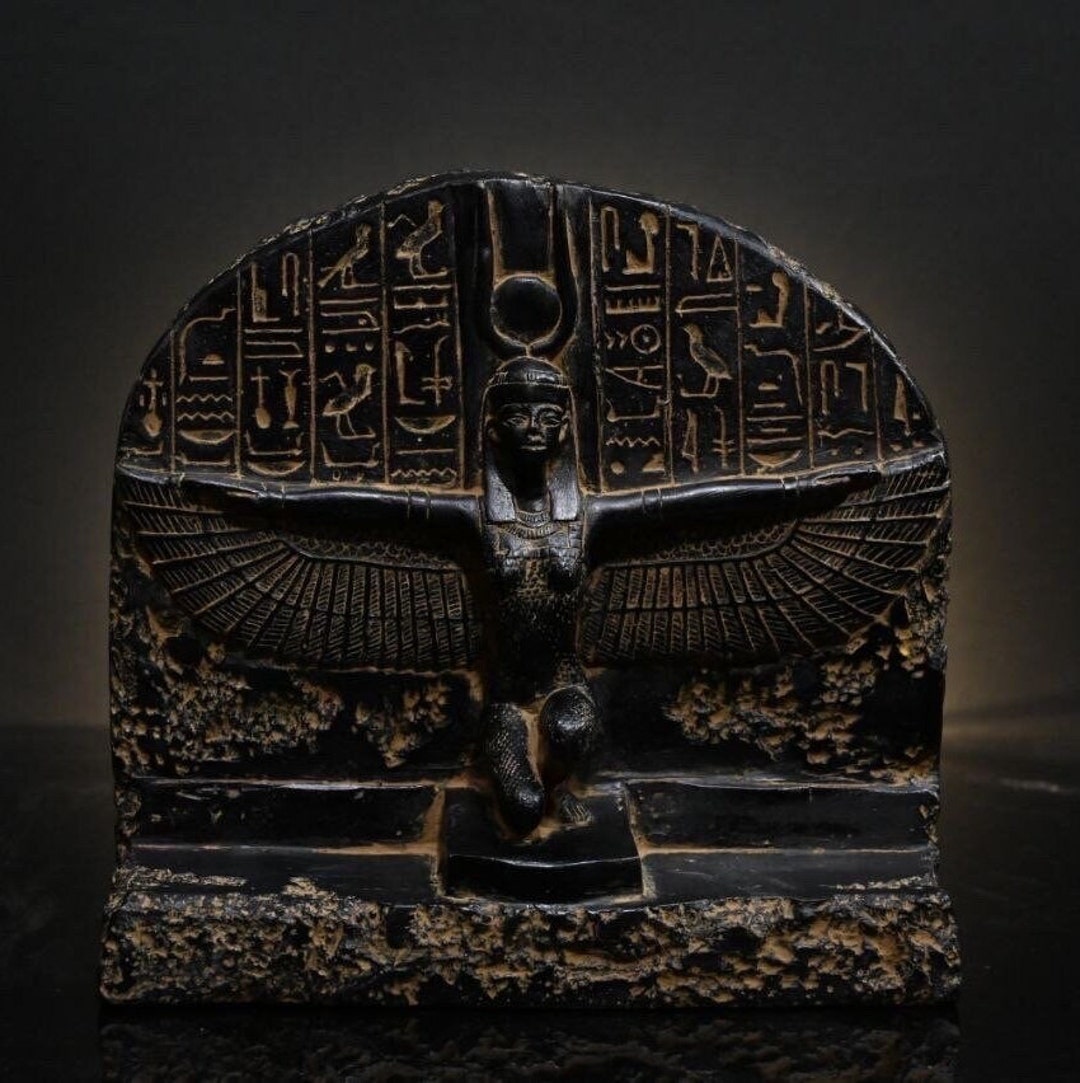 Handcrafted Black Isis Statue: Egyptian Goddess of Protection (23cm) - Etsy