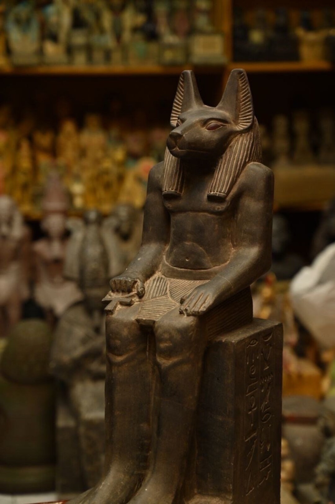 Egyptian Statue of God Anubis Seated Made From Basalt Stone Large ...