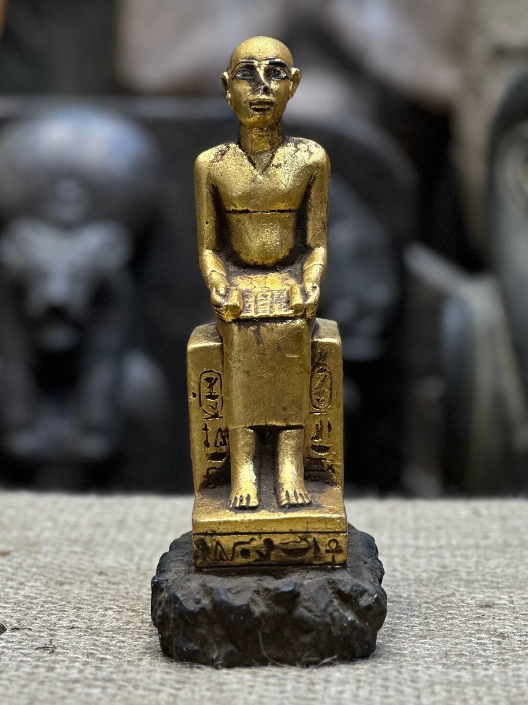 A Masterpiece Statue of the Engineer and the God Imhotep- Egyptian ...