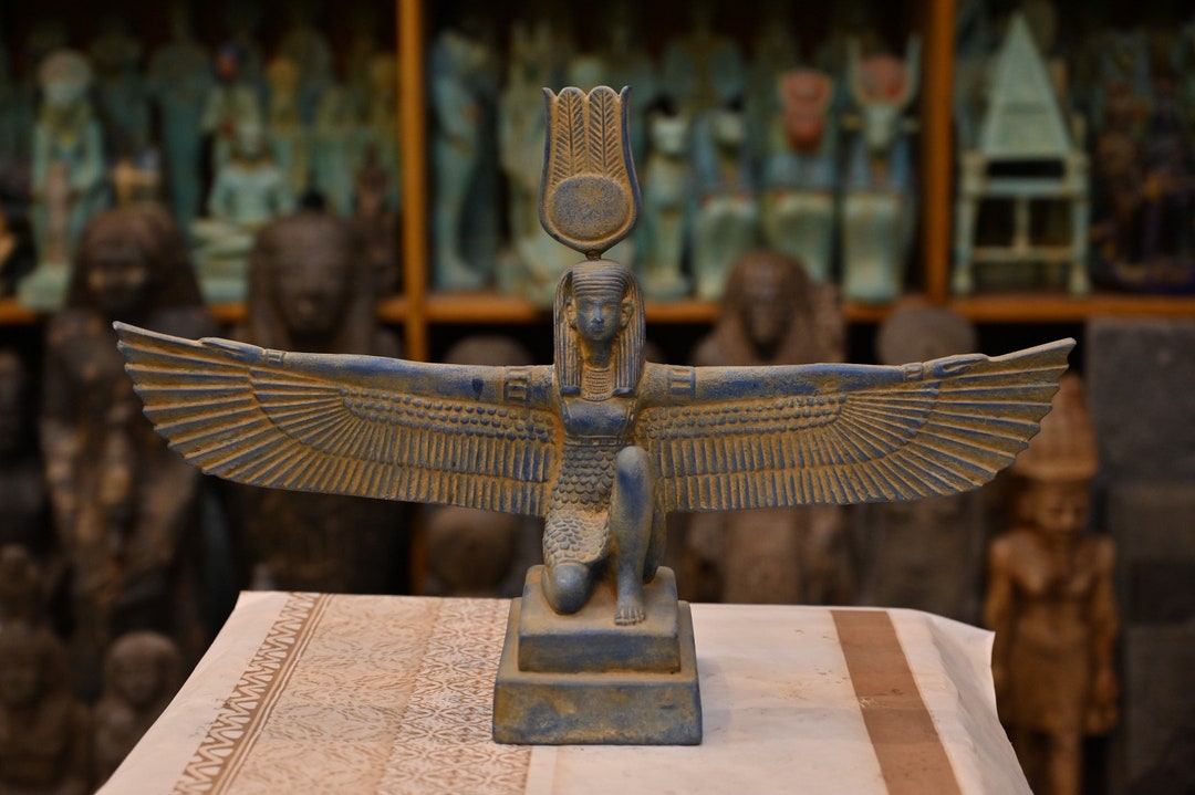 Winged Isis Statue, Egyptian Goddess Sculpture, Handcraft Antique ...