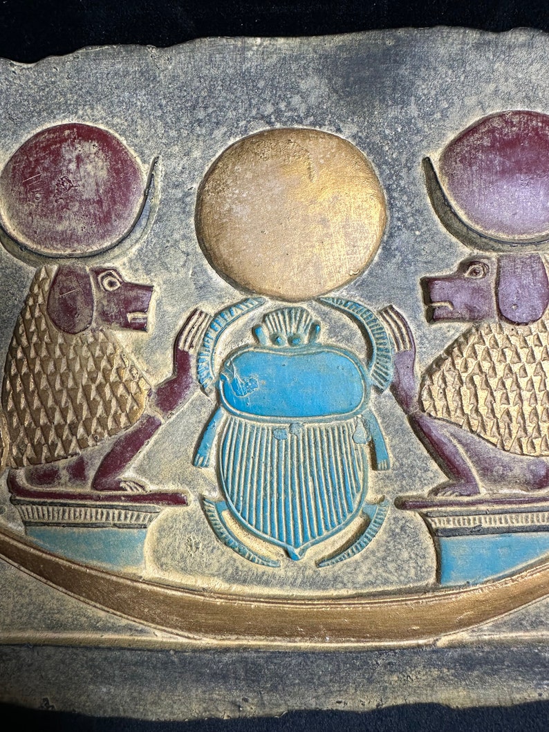 Relief-painting of the God Thoth and God Khepri-handmade-egyptian ...