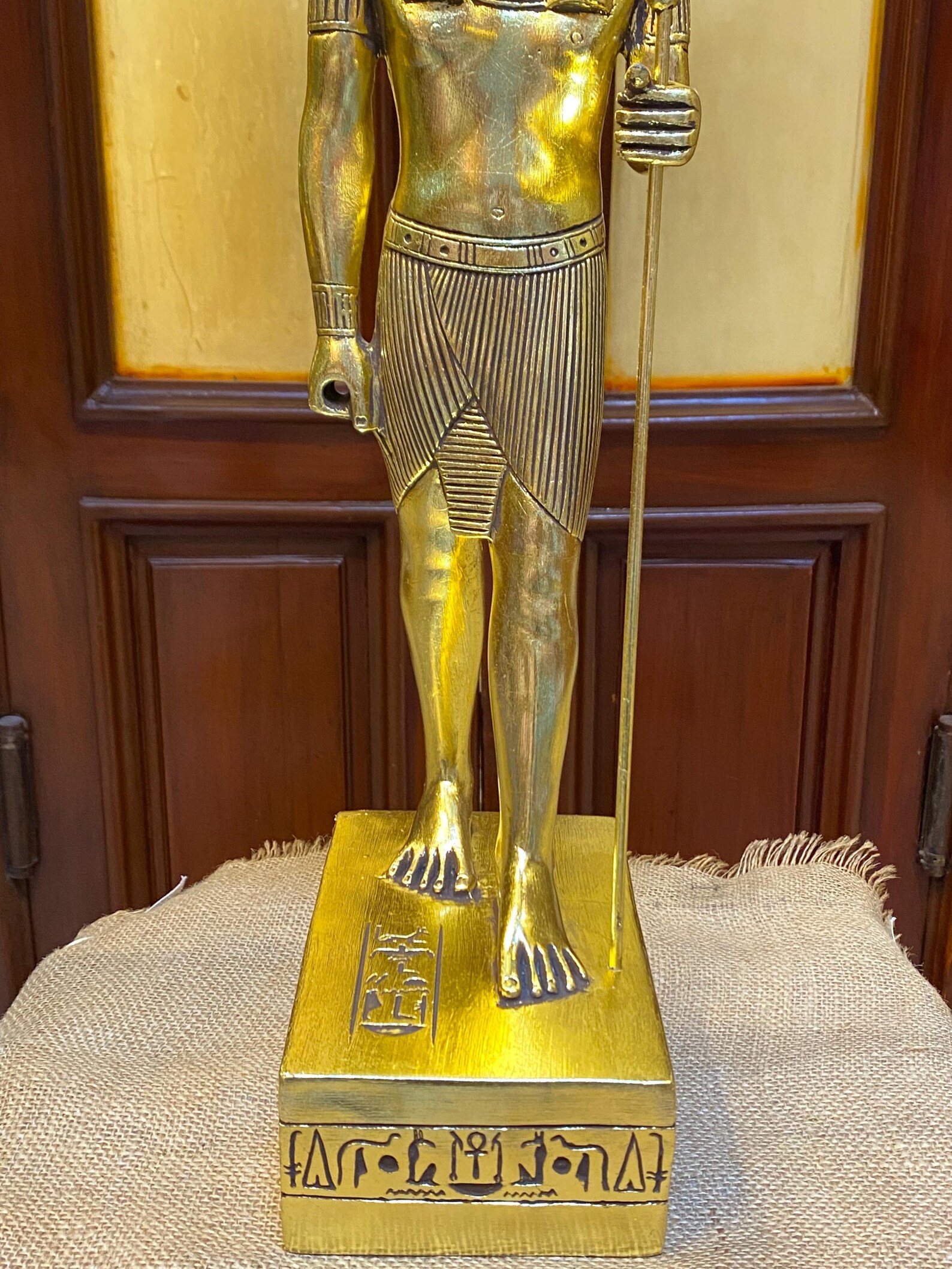 Handcrafted God Seth Statue, Egyptian Mythology Replica, Basalt & Gold ...