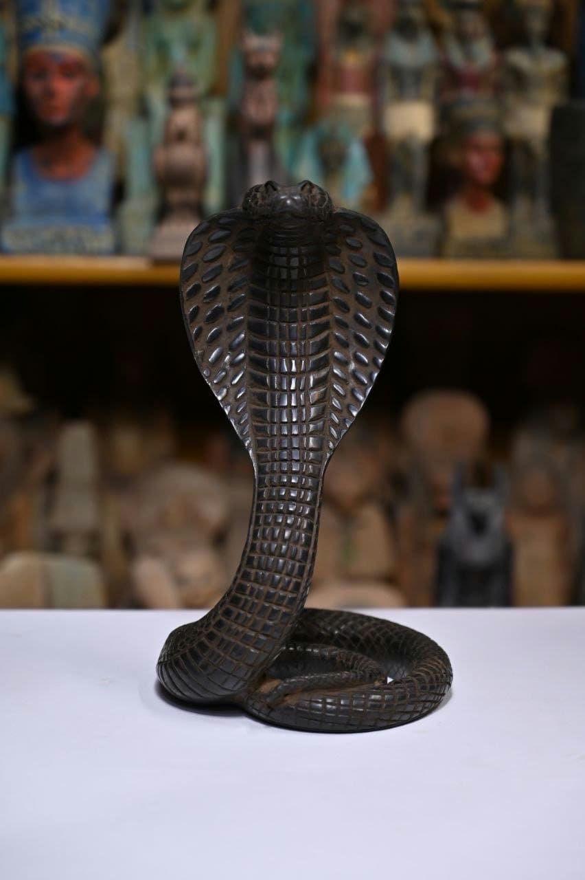 Handmade Black Uraeus Cobra Statue, Egyptian Serpent Goddess - Etsy