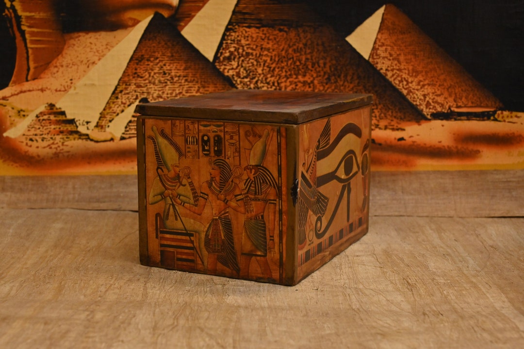 Lovely Egyptian Wooden Box With the Eye of Horus -replicait Can Be Used ...