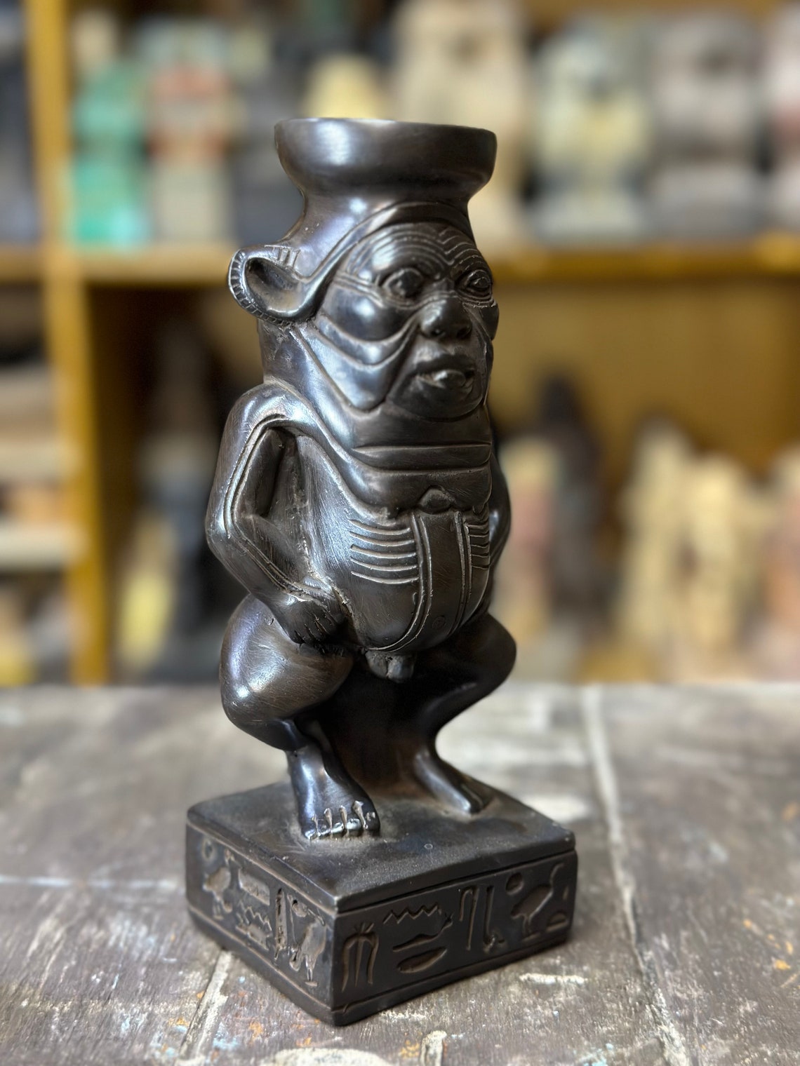 Carved Bes Statue, Egyptian God of Fun, Ancient Decor - Etsy