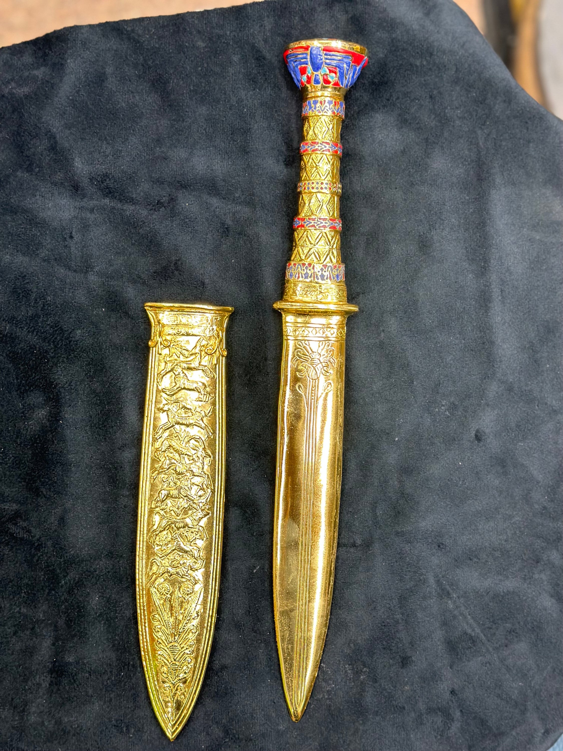 Tutankhamun Dagger Replica: Handmade Gold-plated Copper, Stone Inlay - Etsy