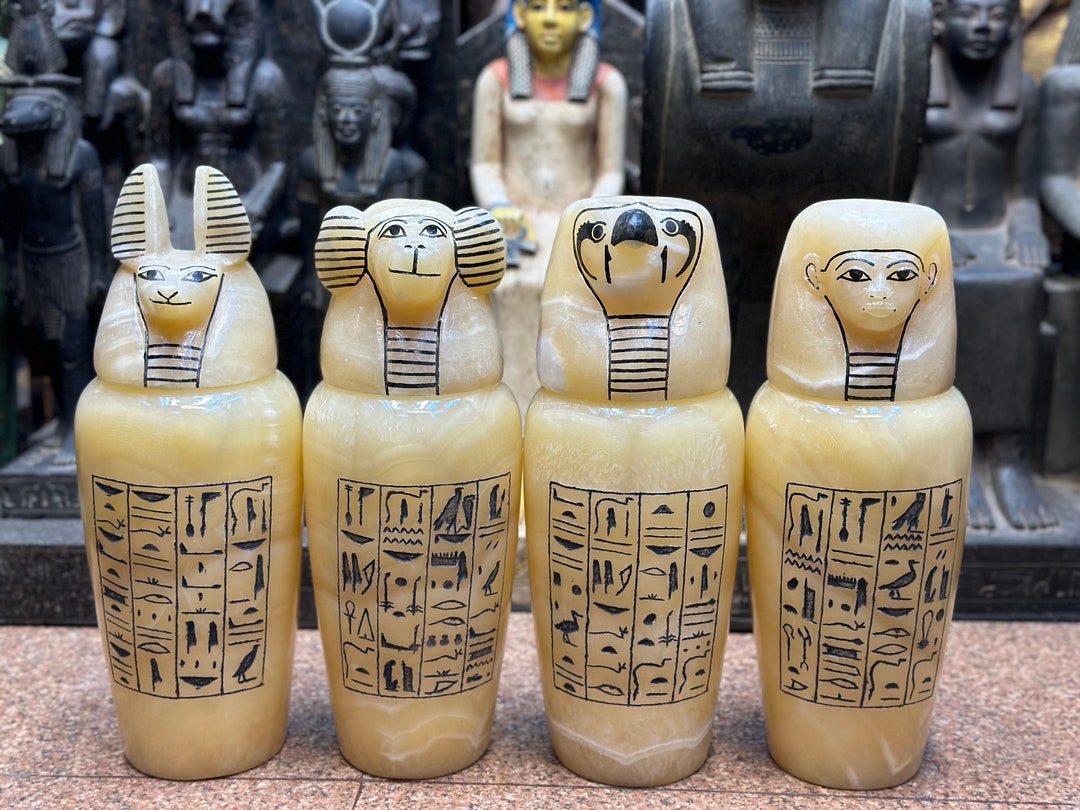 Vintage Alabaster Canopic Jars to Protect the Intestines/ Mummification ...
