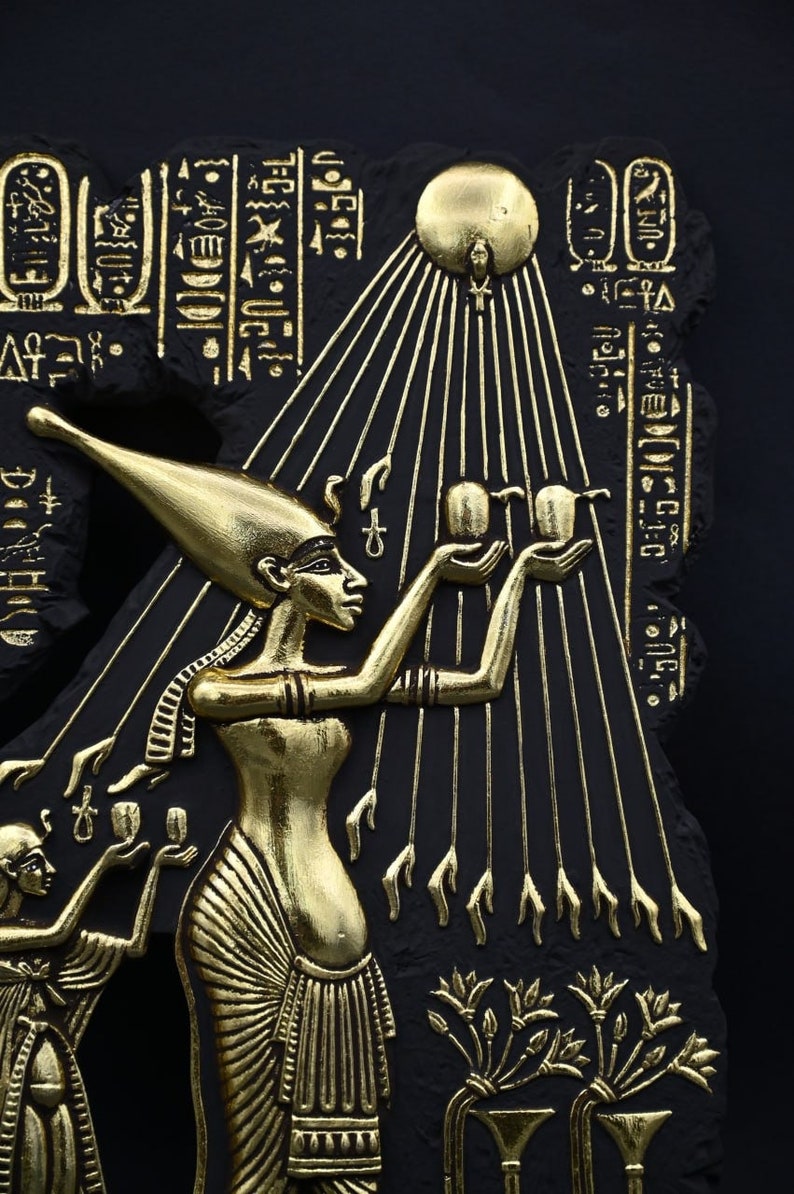 Lovely Relief for Akhenaten and His Family-make Offering the Sun God ...