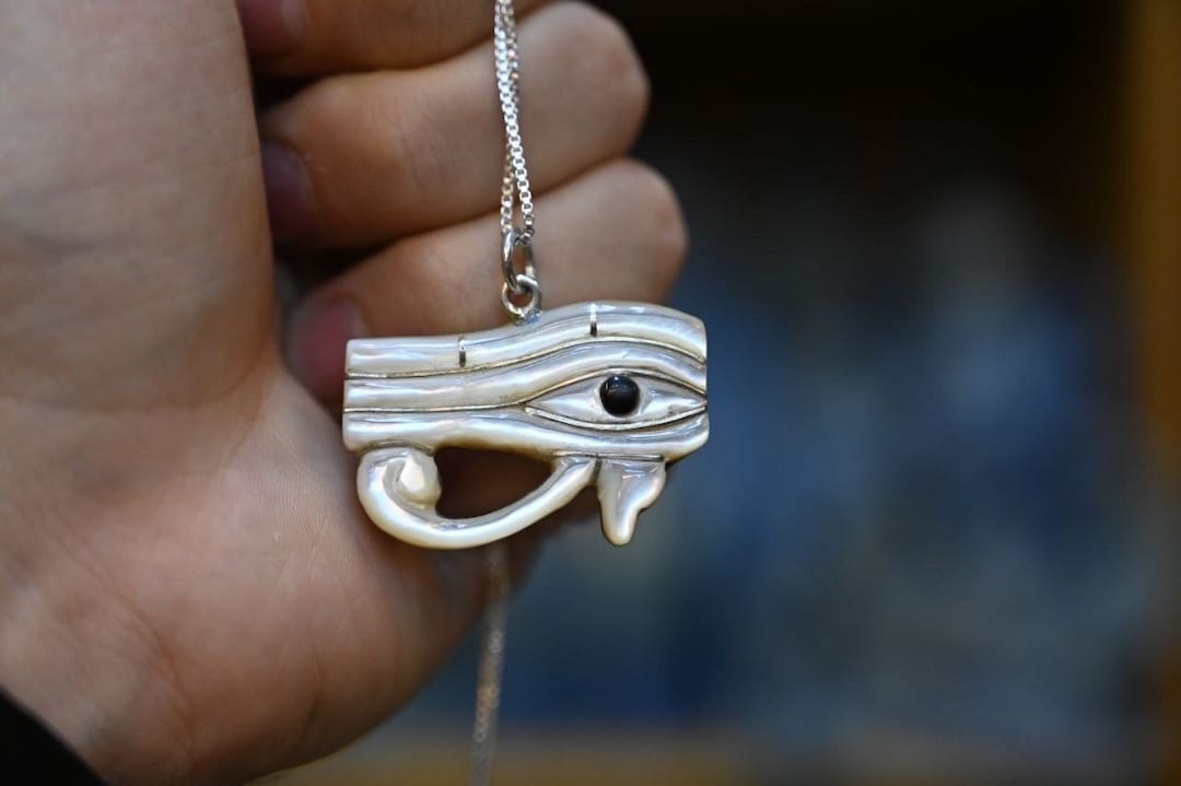 Amulet of Eye of Horus Silver With Seashell and Chain-ancient Egyptian Amulets-egyptian Symbol ...