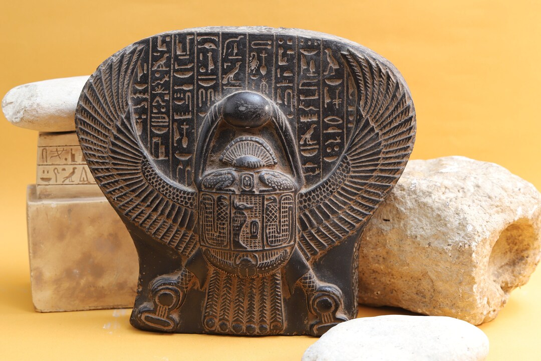 Beautiful Winged Scarab Carved in Block of Stone/symbol of Protection ...