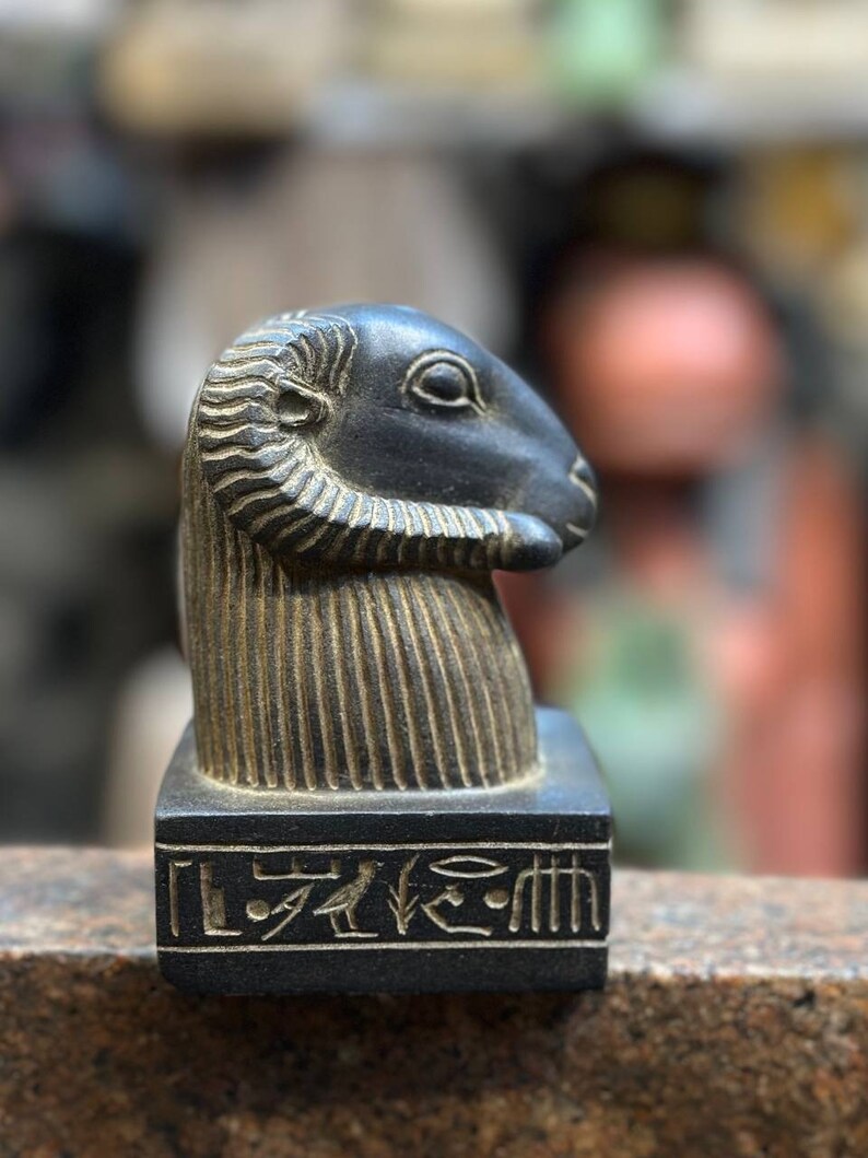 Egyptian God Khnum Ram Statue, Solid Stone Sculpture - Etsy