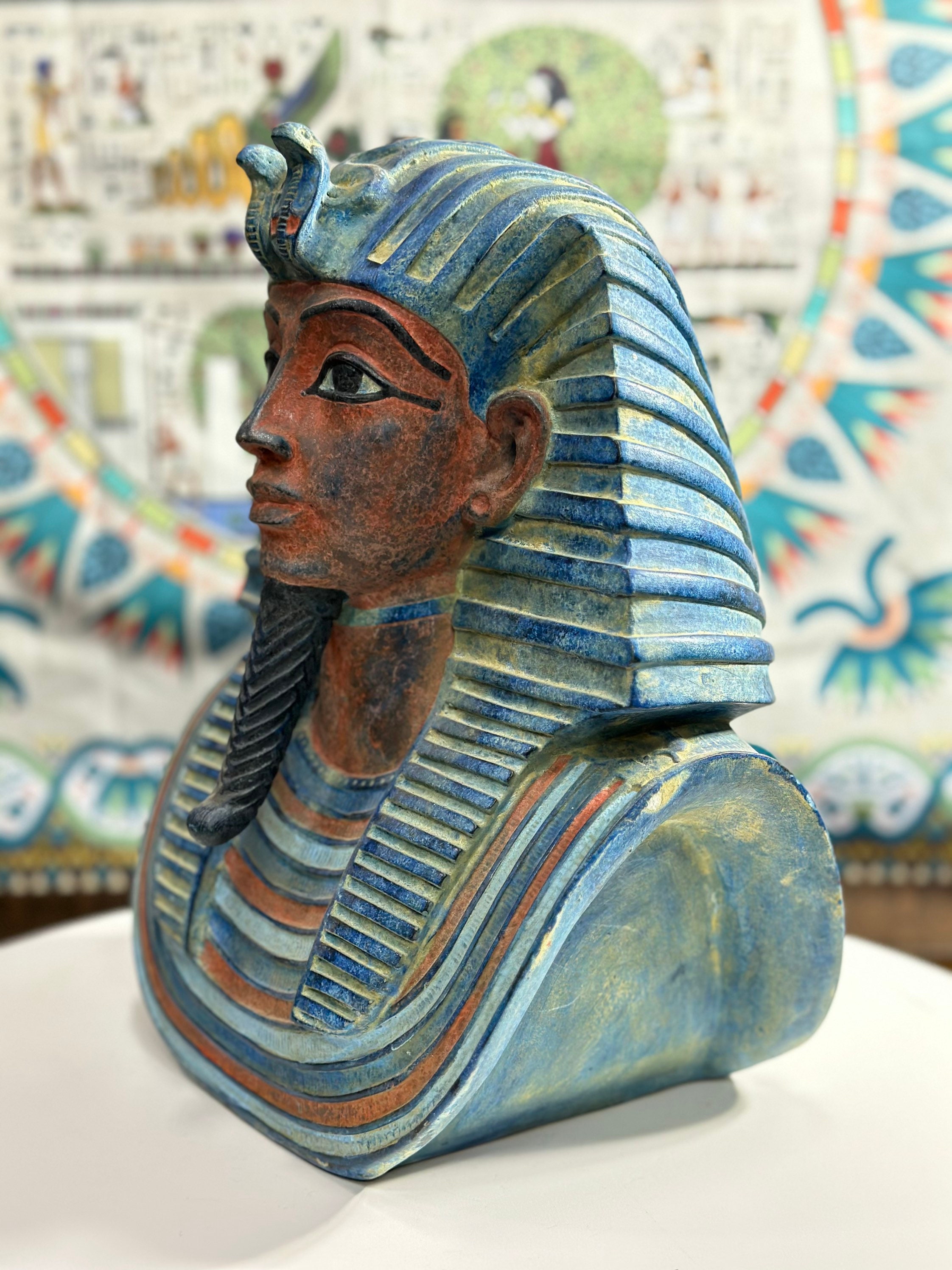 Handgefertigte Basalt Stein König Tut Kopf Statue - Ägyptische Kunst ...