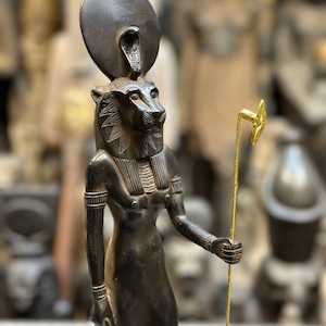 Black Statue of the Goddess Tefnut, Egyptian Goddess - Goddess of Water ...