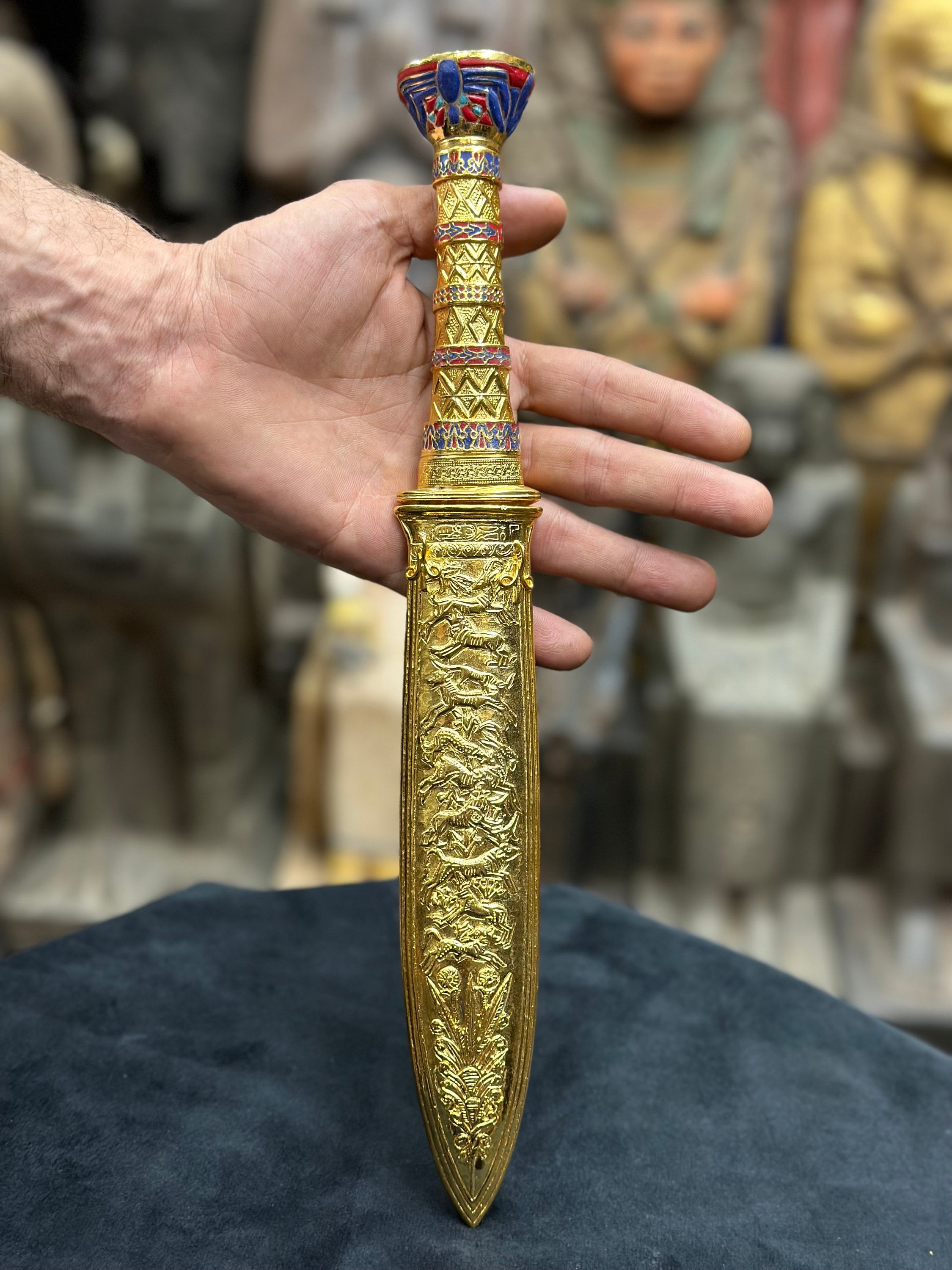 Tutankhamun Dagger Replica: Handmade Gold-plated Copper, Stone Inlay - Etsy