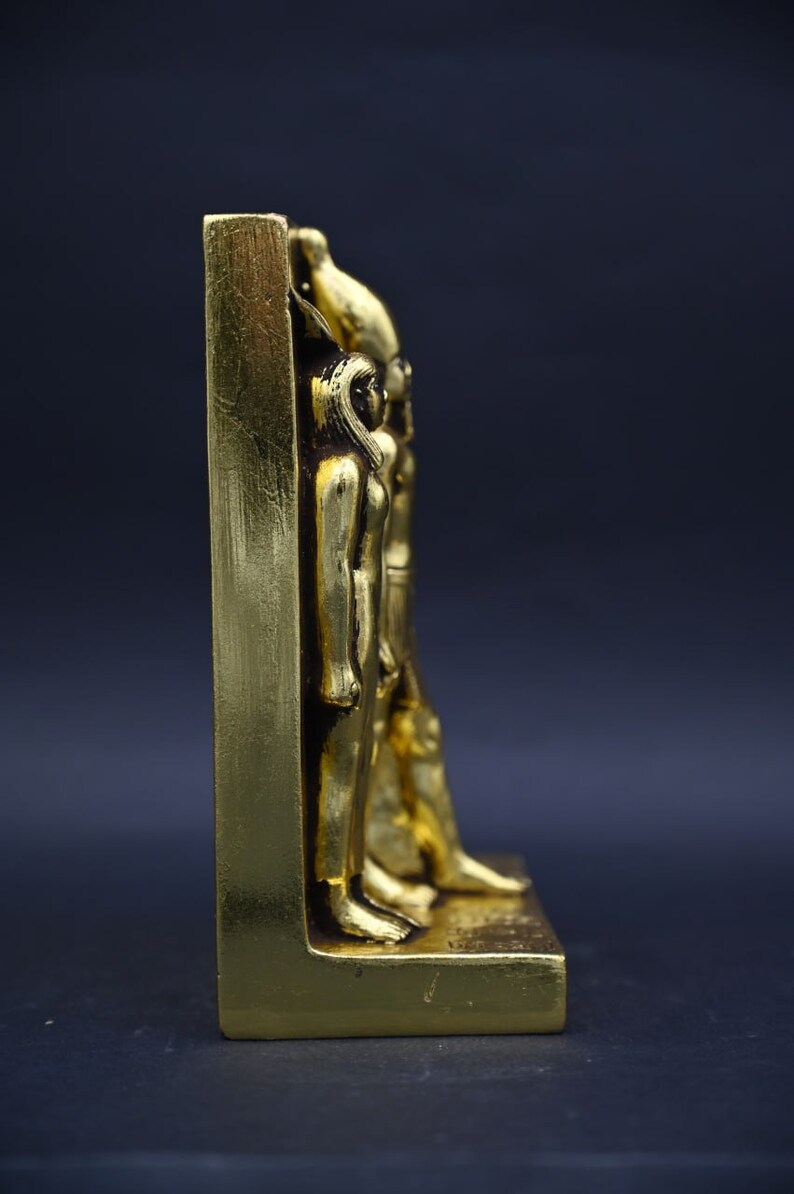 Menkaure Triad Statue – Egyptian Pharaoh, Goddess Hathor, Wife - Gold ...