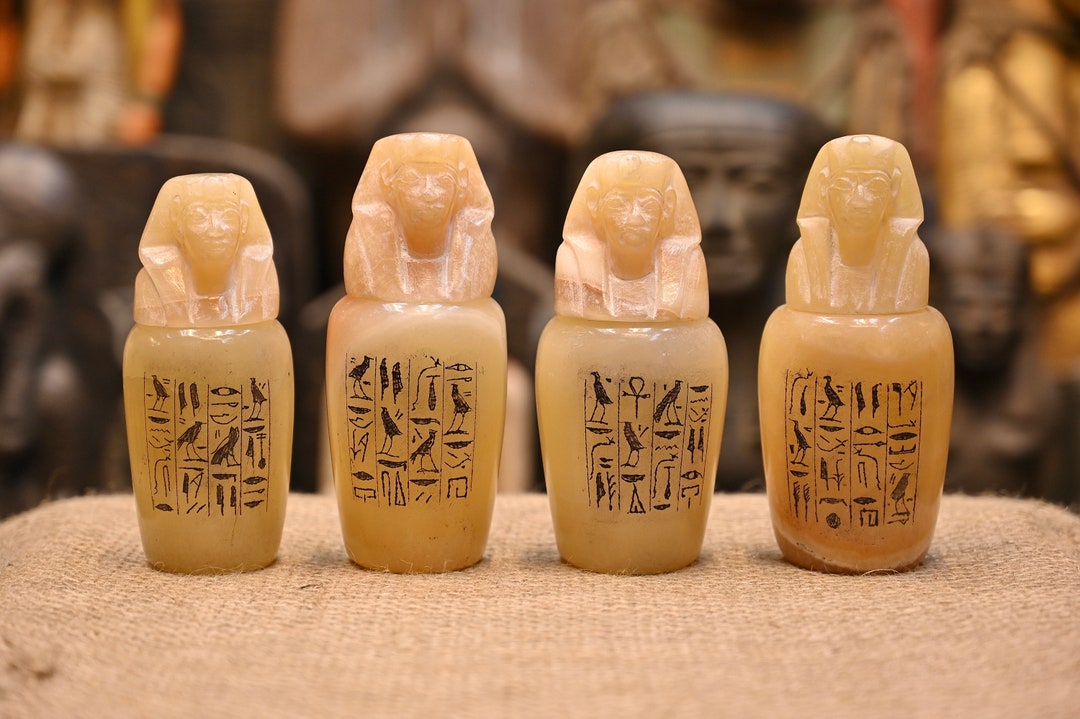Vintage Alabaster Canopic Jars of King Tut to Protect the - Etsy
