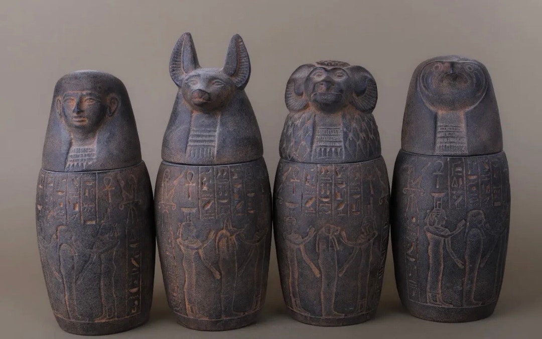 Vintage Egyptian Canopic Jar’s Handcrafted Ancient Egyptian Jars ...
