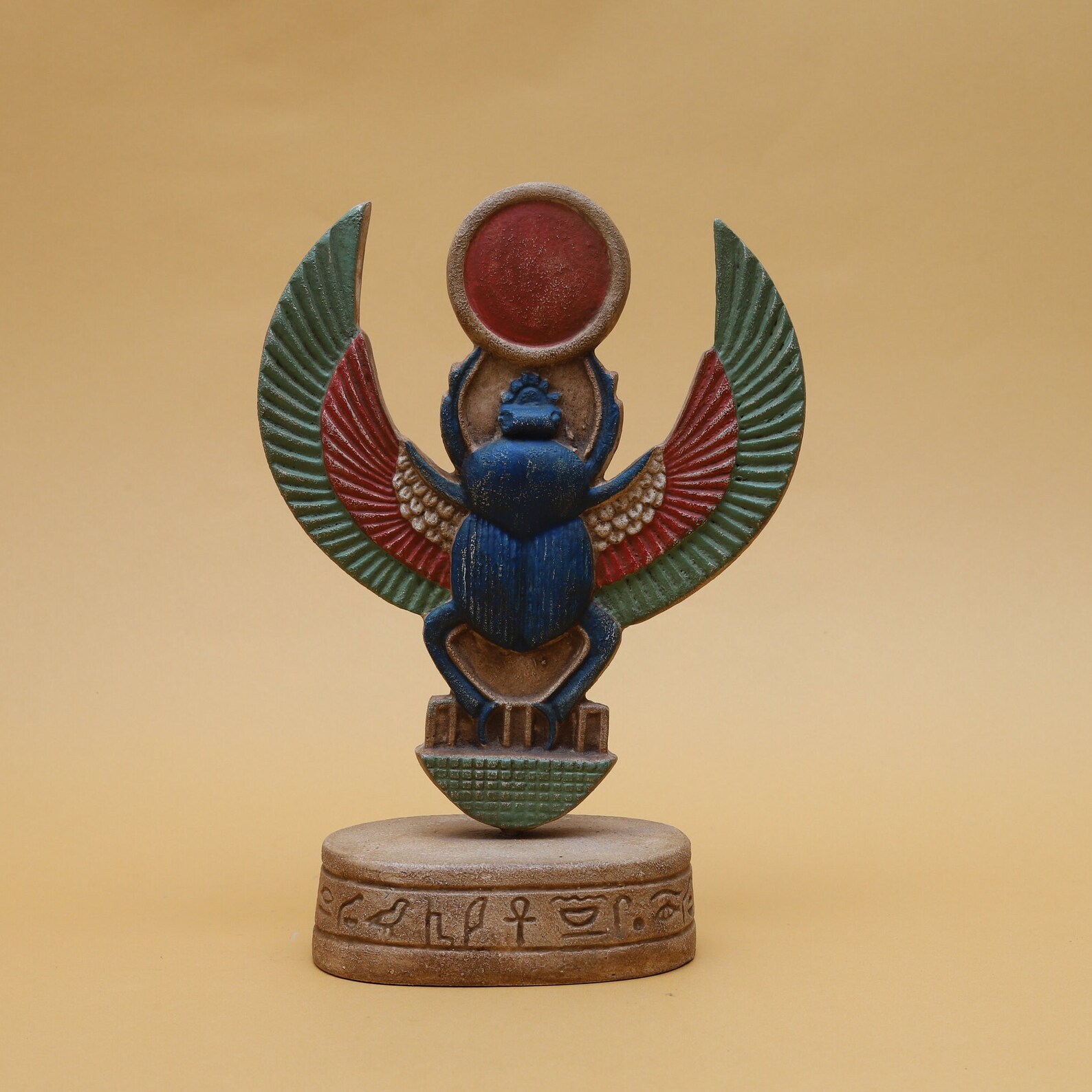 Winged Scarab Statue: Egyptian Good Luck Symbol, Stone Handcraft - Etsy