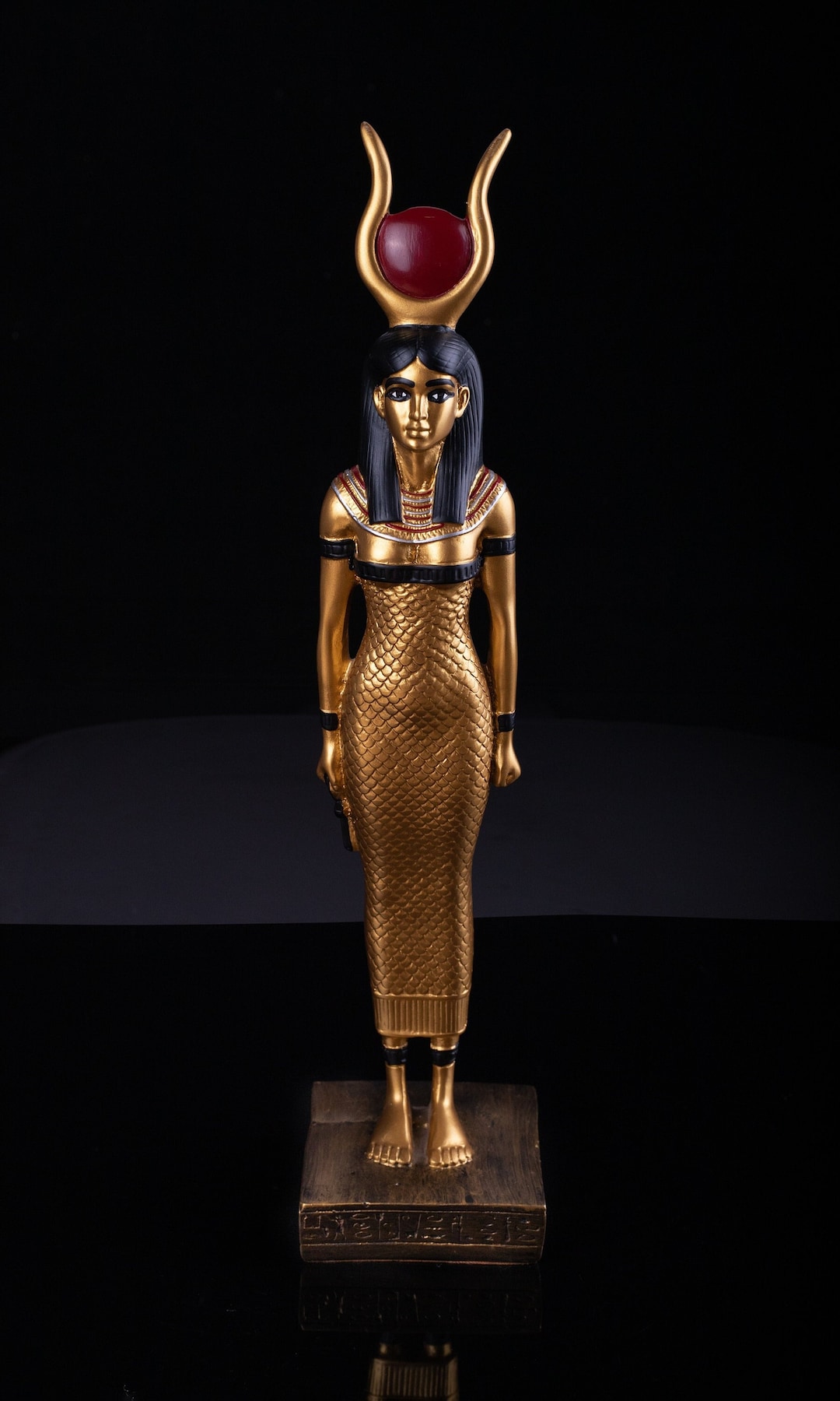 Hathor-vintage Golden Statue of the Egyptian Goddess Hathor Goddess of ...