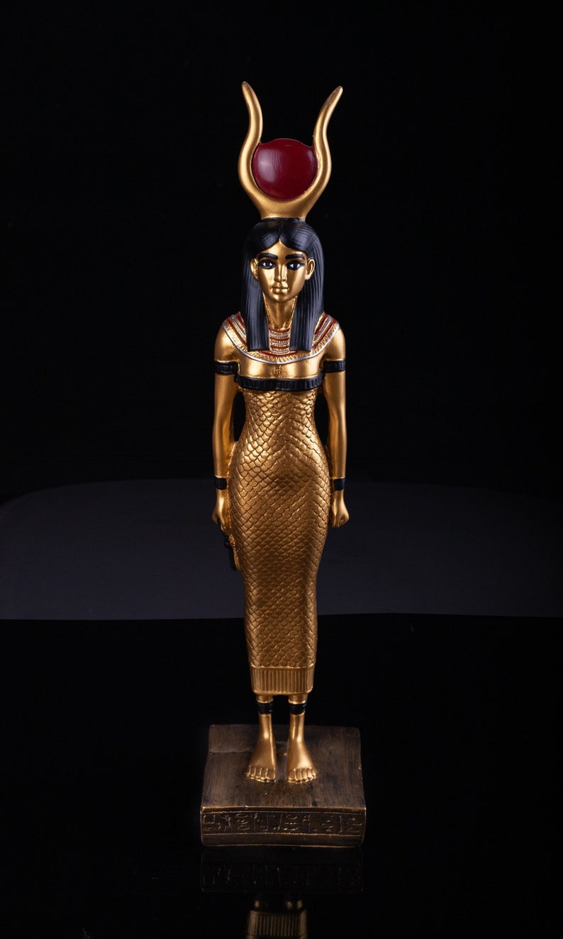 Hathor-vintage Golden Statue of the Egyptian Goddess Hathor - Etsy