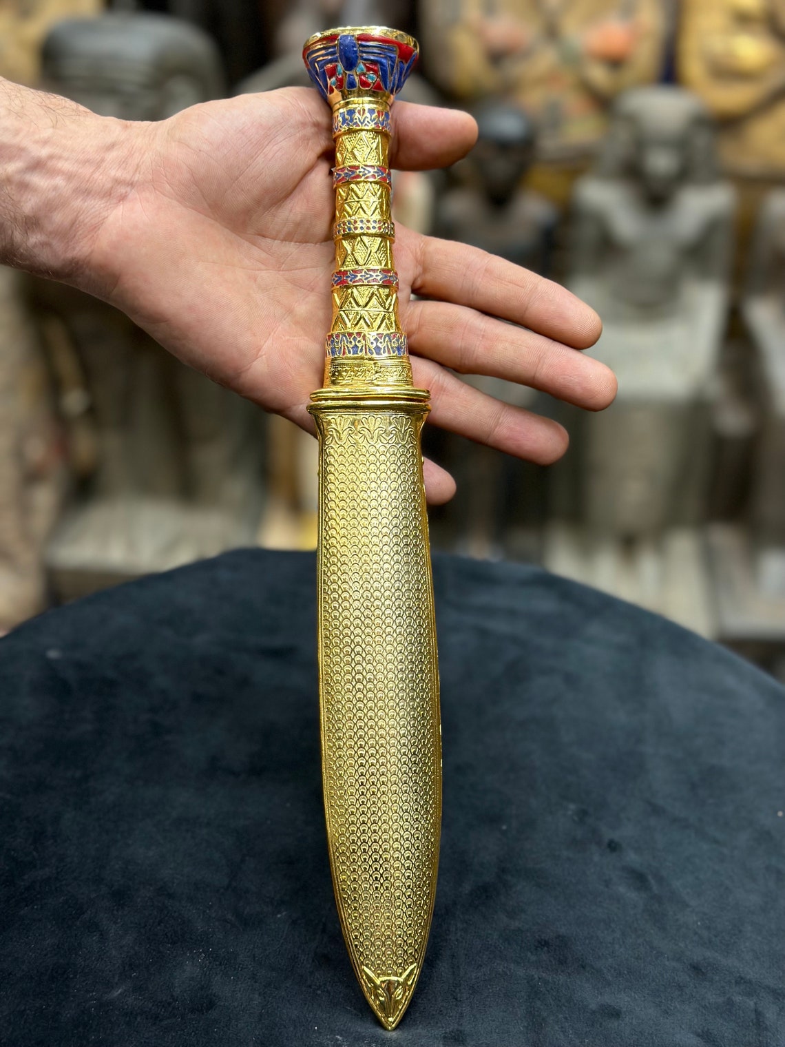 Tutankhamun Dagger Replica: Handmade Gold-plated Copper, Stone Inlay - Etsy