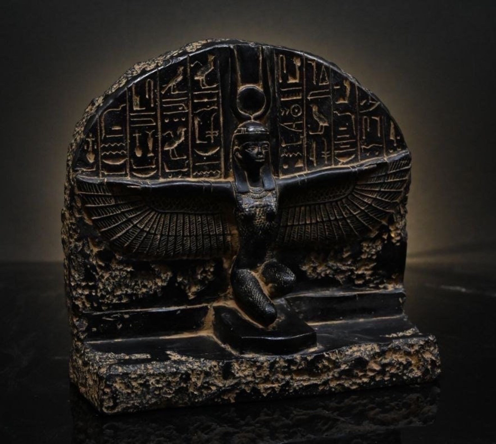Handcrafted Black Isis Statue: Egyptian Goddess of Protection (23cm) - Etsy
