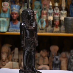 Egyptian God Shu Statue, Black Stone Sculpture - Etsy