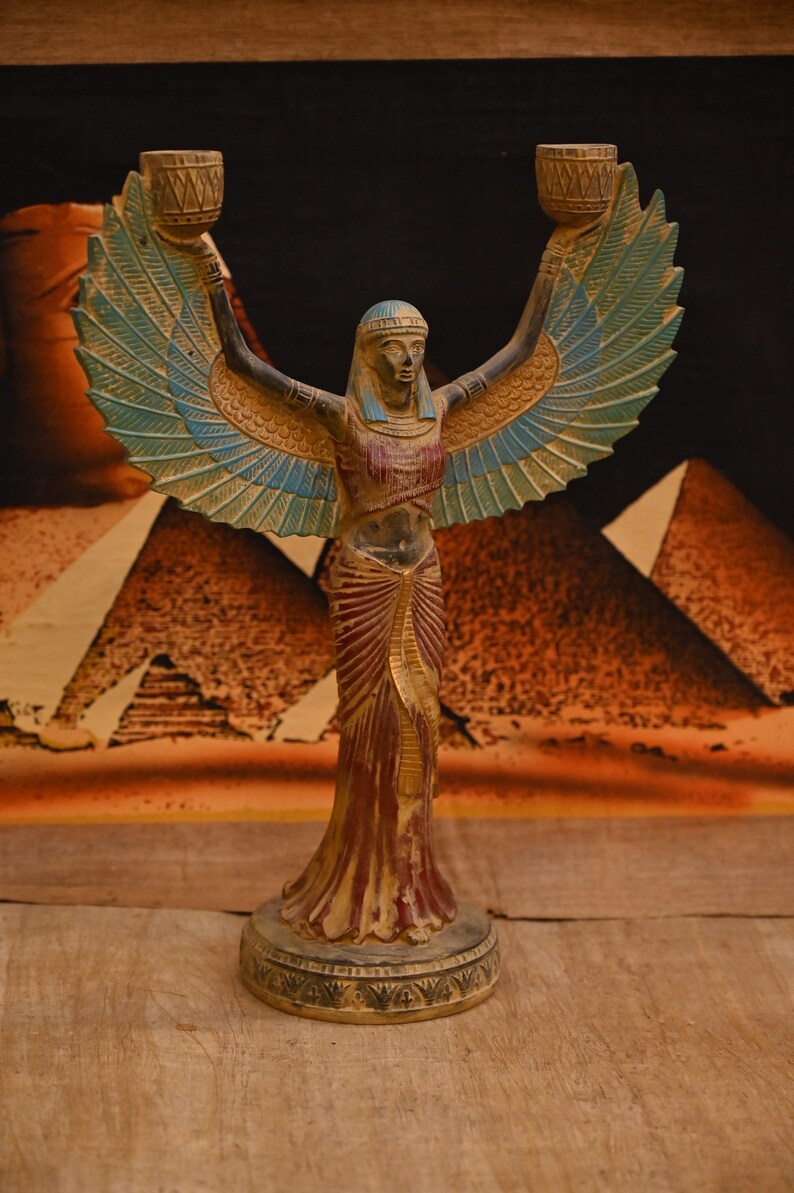 Egyptian Isis Statue, Goddess of Love Protection, Candle Holder - Etsy