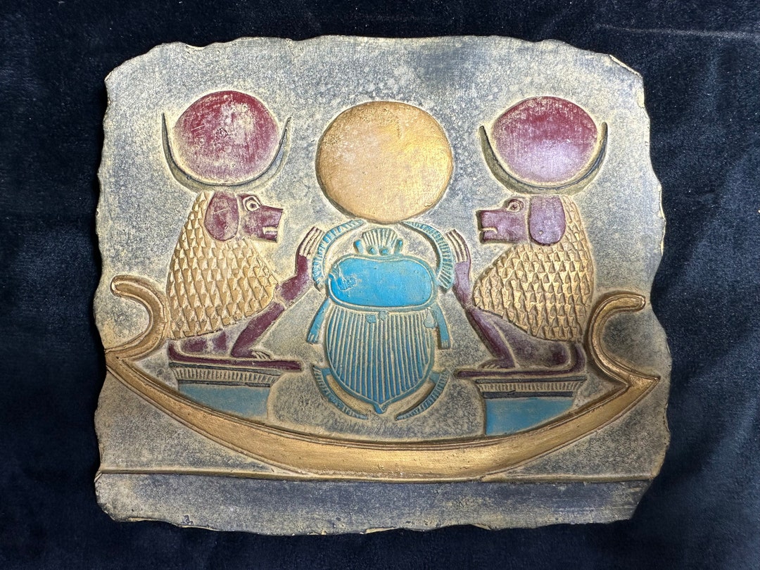 Relief-painting of the God Thoth and God Khepri-handmade-egyptian ...