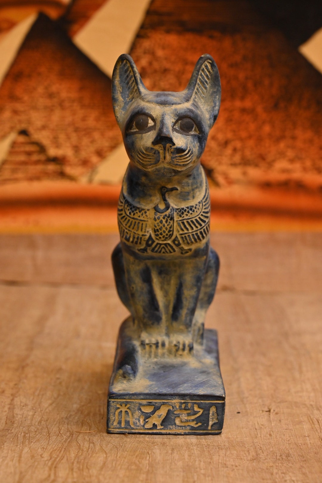 Handcrafted Basalt Stone Bastet Statue, Egyptian Cat Goddess - Etsy