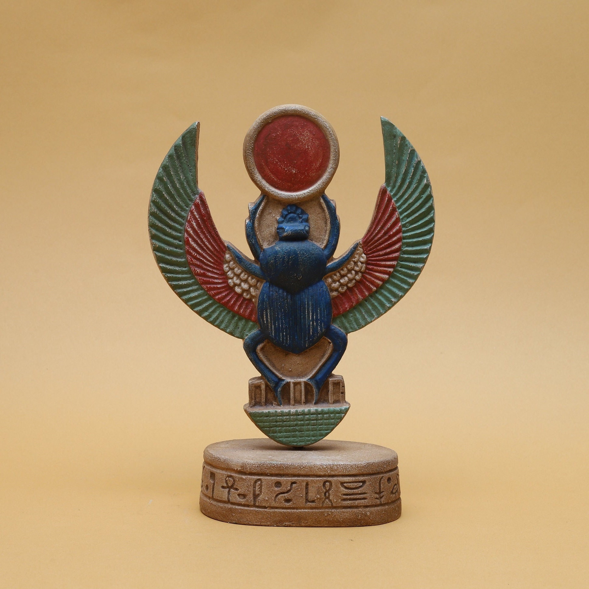 Winged Scarab Statue: Egyptian Good Luck Symbol, Stone Handcraft - Etsy