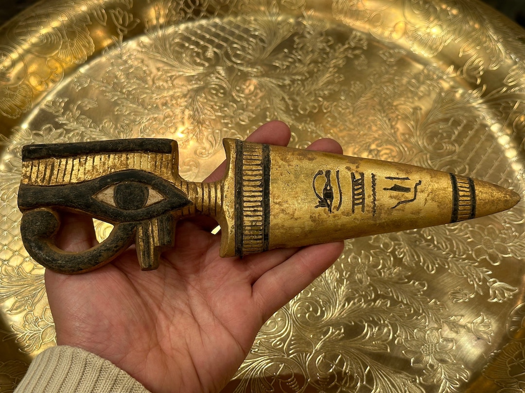 Egyptian Dagger Made of Stone Eye of Horus Hand Covered With Gold Leaf ...