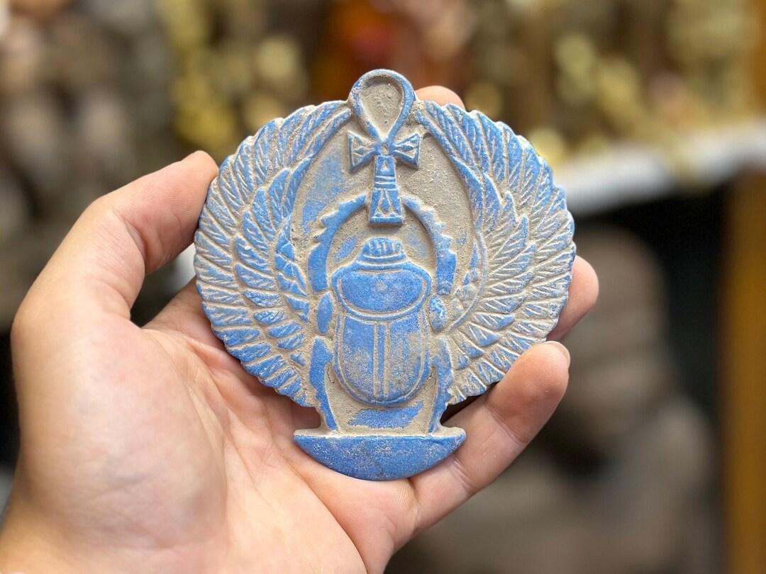 Blue Winged Scarab Statue, Egyptian Good Luck Symbol - Etsy