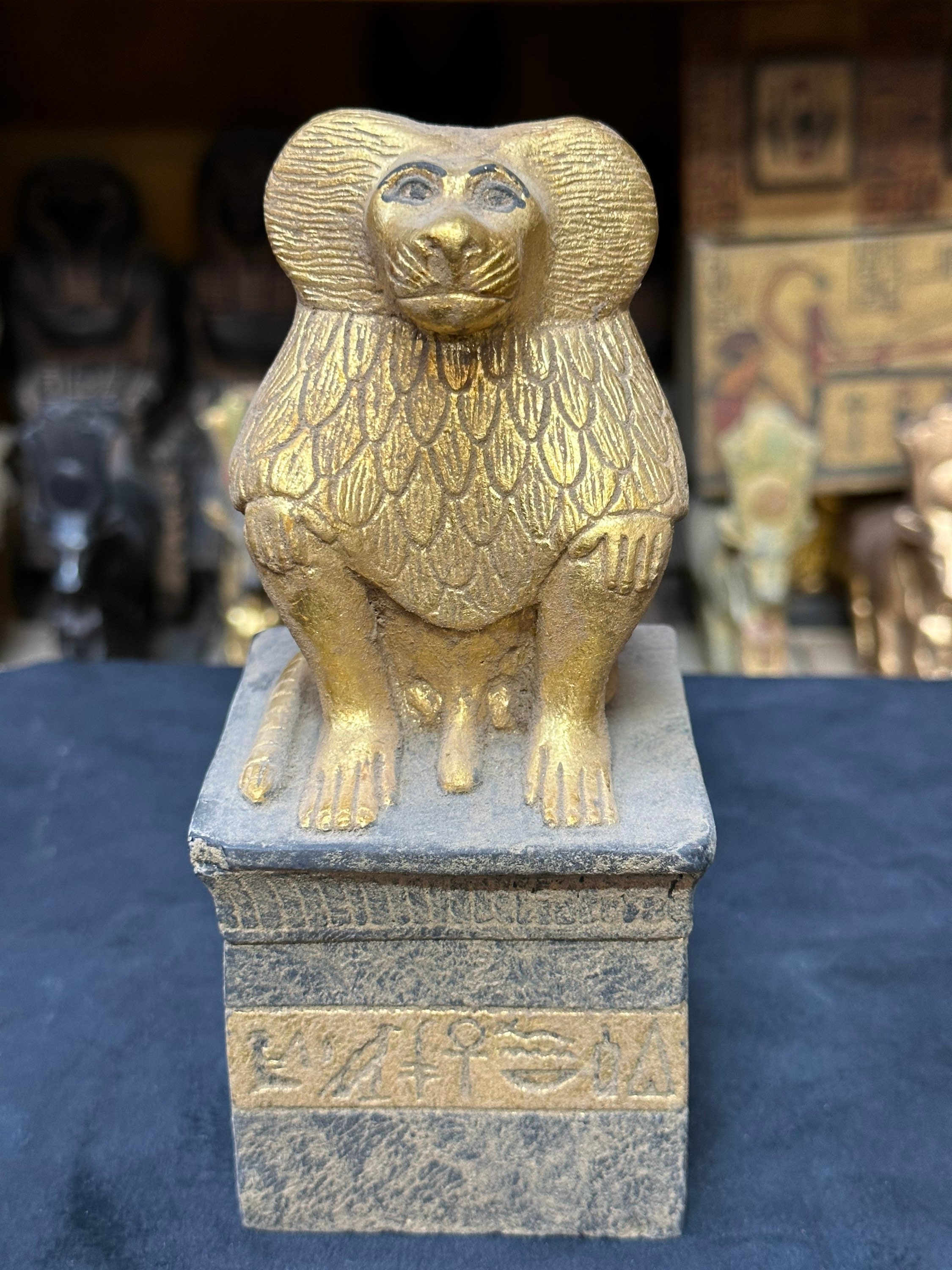 Gold Leaf Thoth Baboon Statue - Egyptian Museum Copy - Etsy