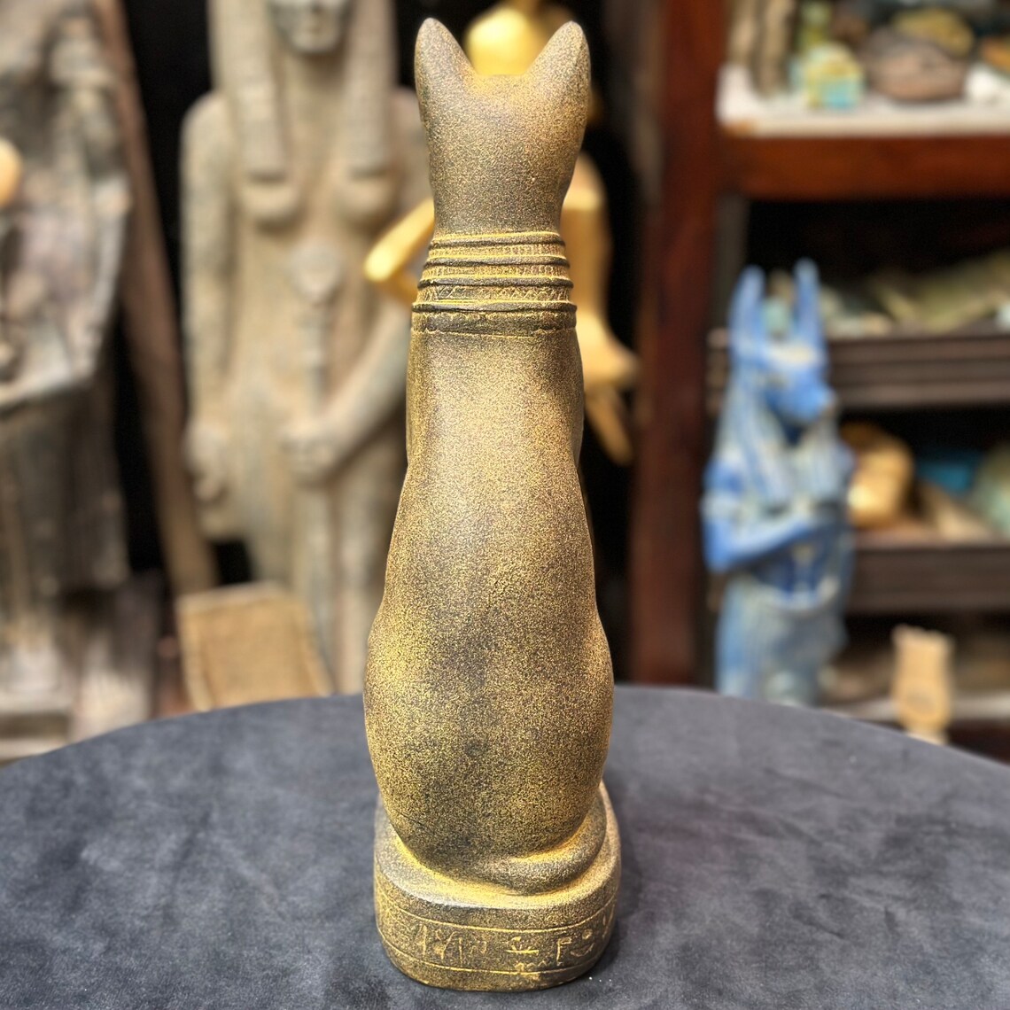 Handcrafted Bastet Cat Statue, Black Basalt Stone Egyptian Goddess ...