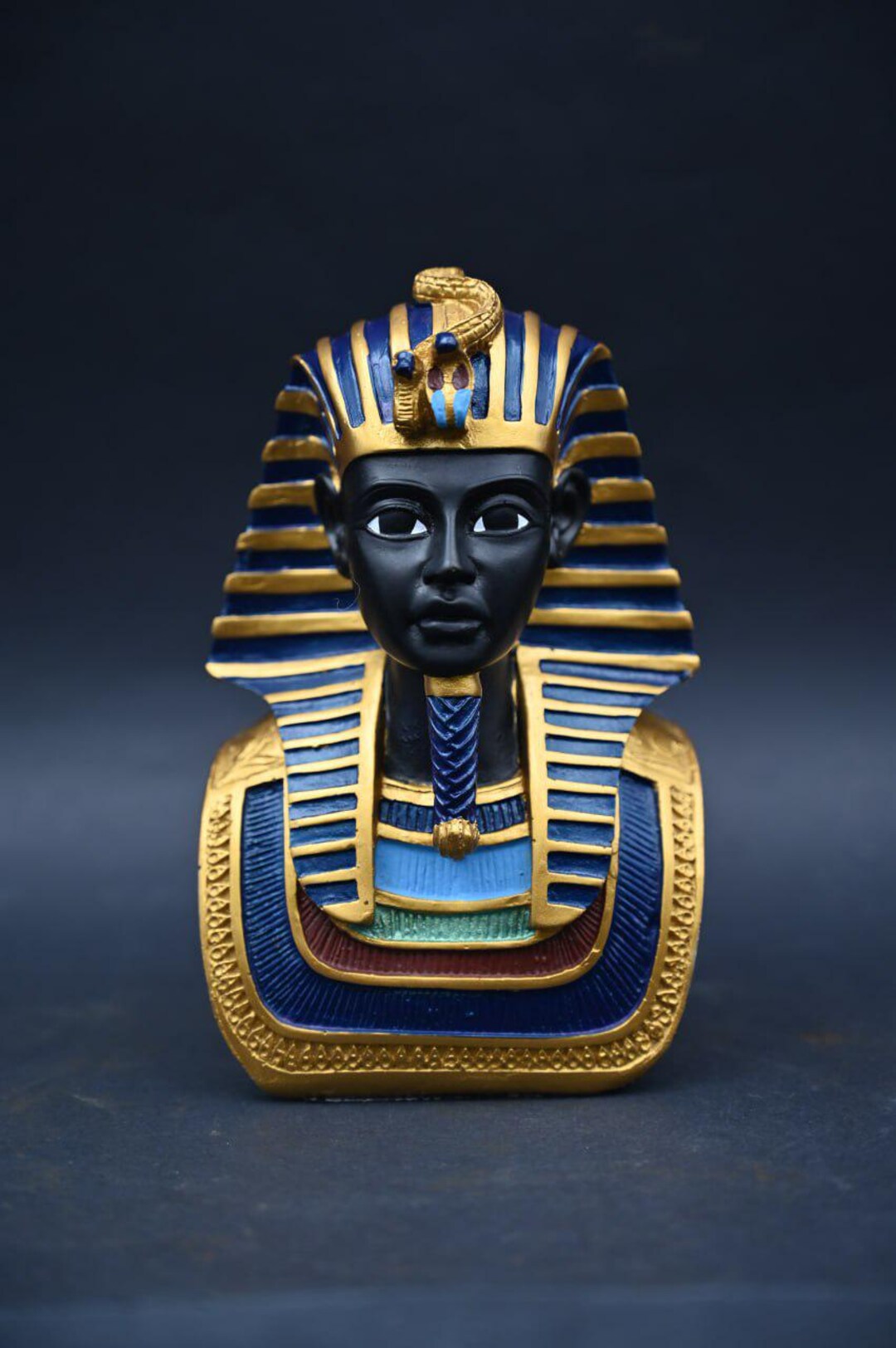 King Tutankhamun Head Sculpture: Handcrafted Egyptian Pharaoh, 20cm - Etsy