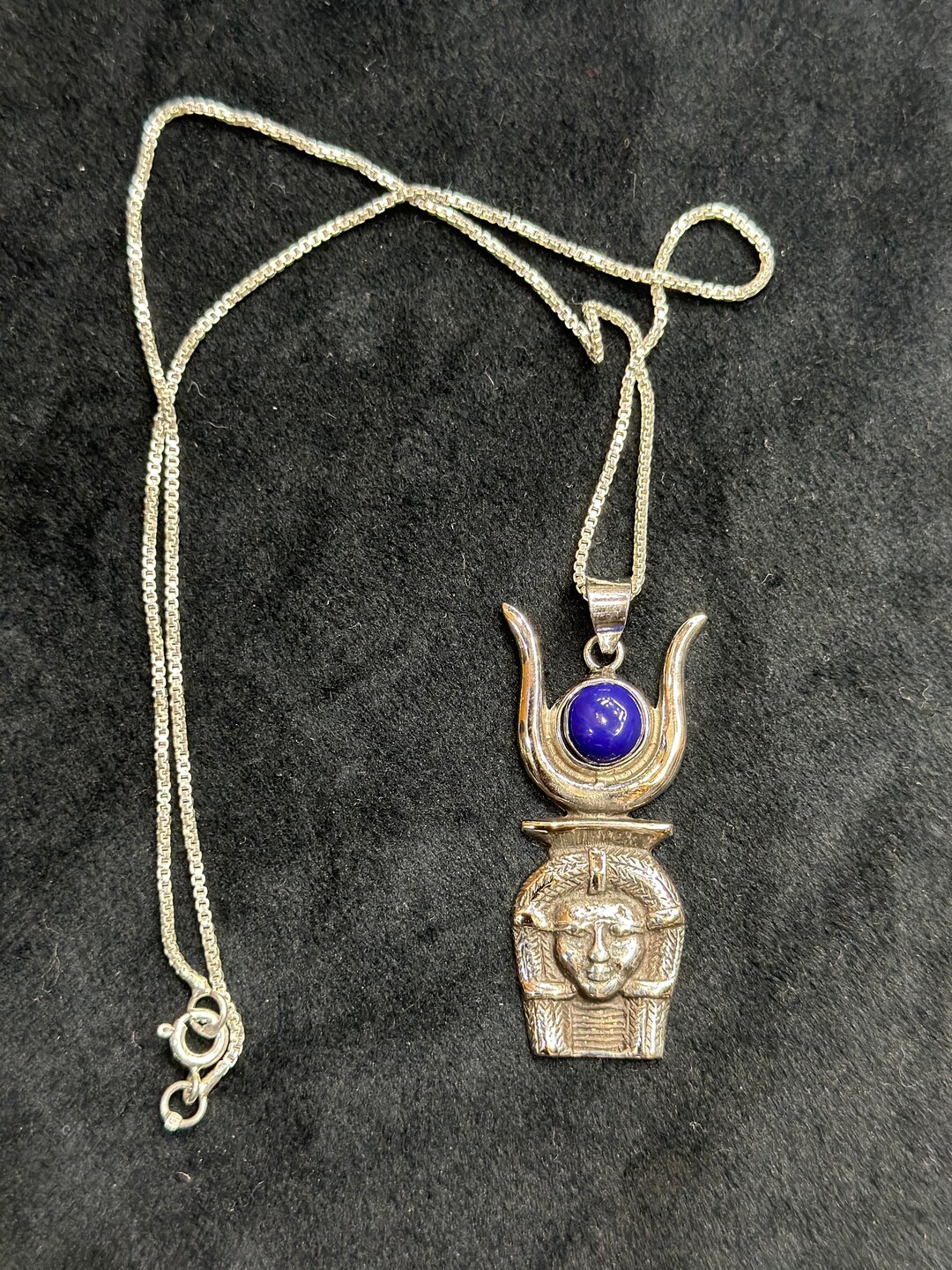 Hathor Mask as Amulet Cow Head Egyptian Hand-carved-real Silver Pendant ...