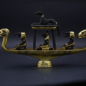 Anubis Boat Statue With Sobek and Thoth - Egyptian Antiquity - Made in ...