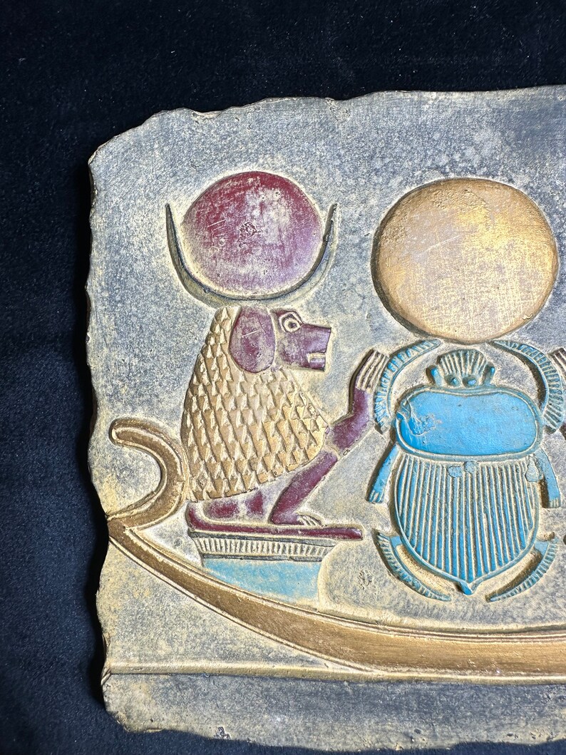 Relief-painting of the God Thoth and God Khepri-handmade-egyptian ...