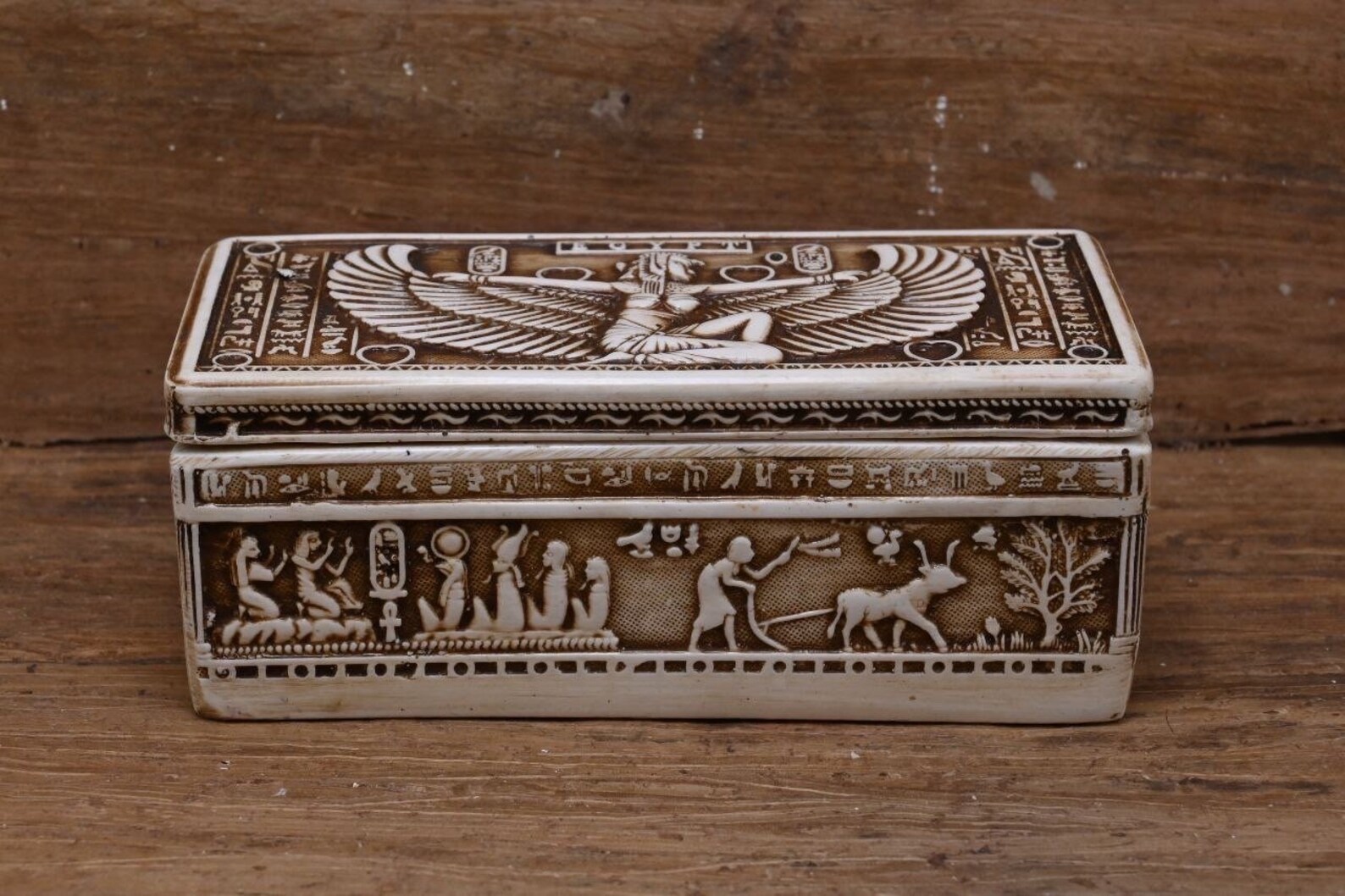 Unique Egyptian Jewelry Box-with the Goddess Isis in the Top Stone Made ...