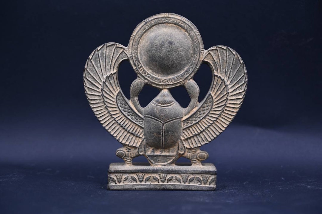 Egyptian Winged Scarab Sun Disk Amulet - Etsy