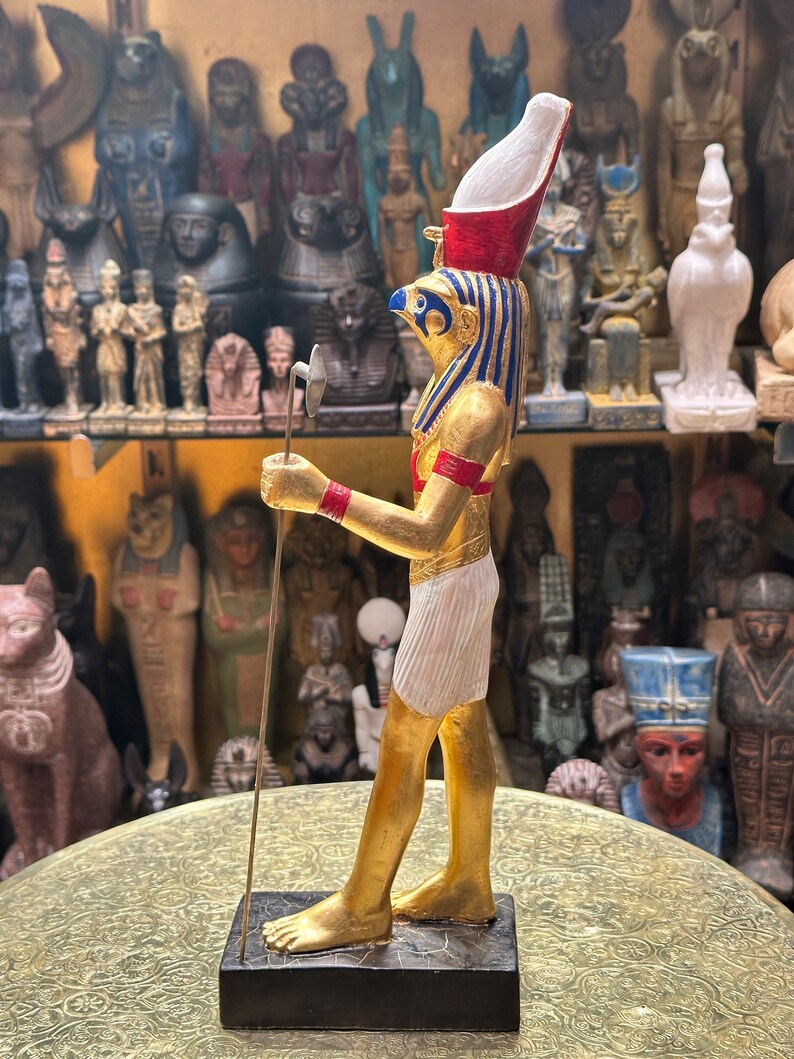 Handmade Stone & Gold Leaf Horus Statue - Egyptian God of Justice, 31cm ...