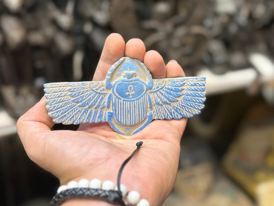 Pretty Blue Winged Scarab Symbol of Good Luck/protection-egyptian ...