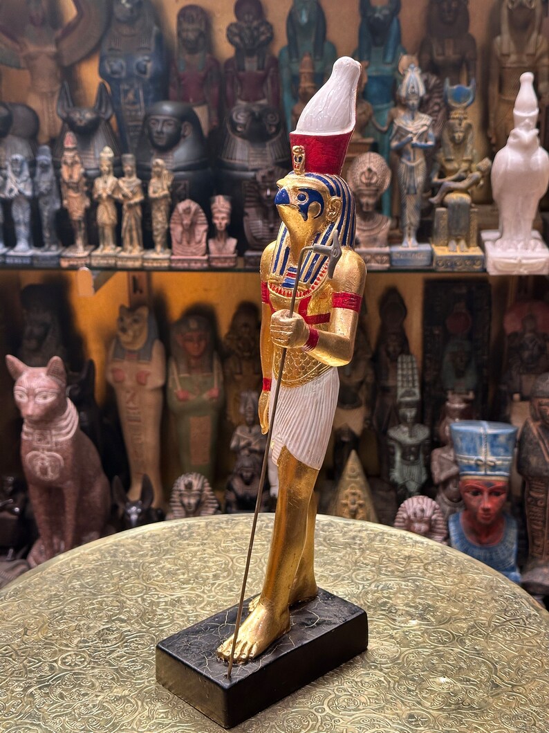 Handmade Stone & Gold Leaf Horus Statue - Egyptian God of Justice, 31cm ...