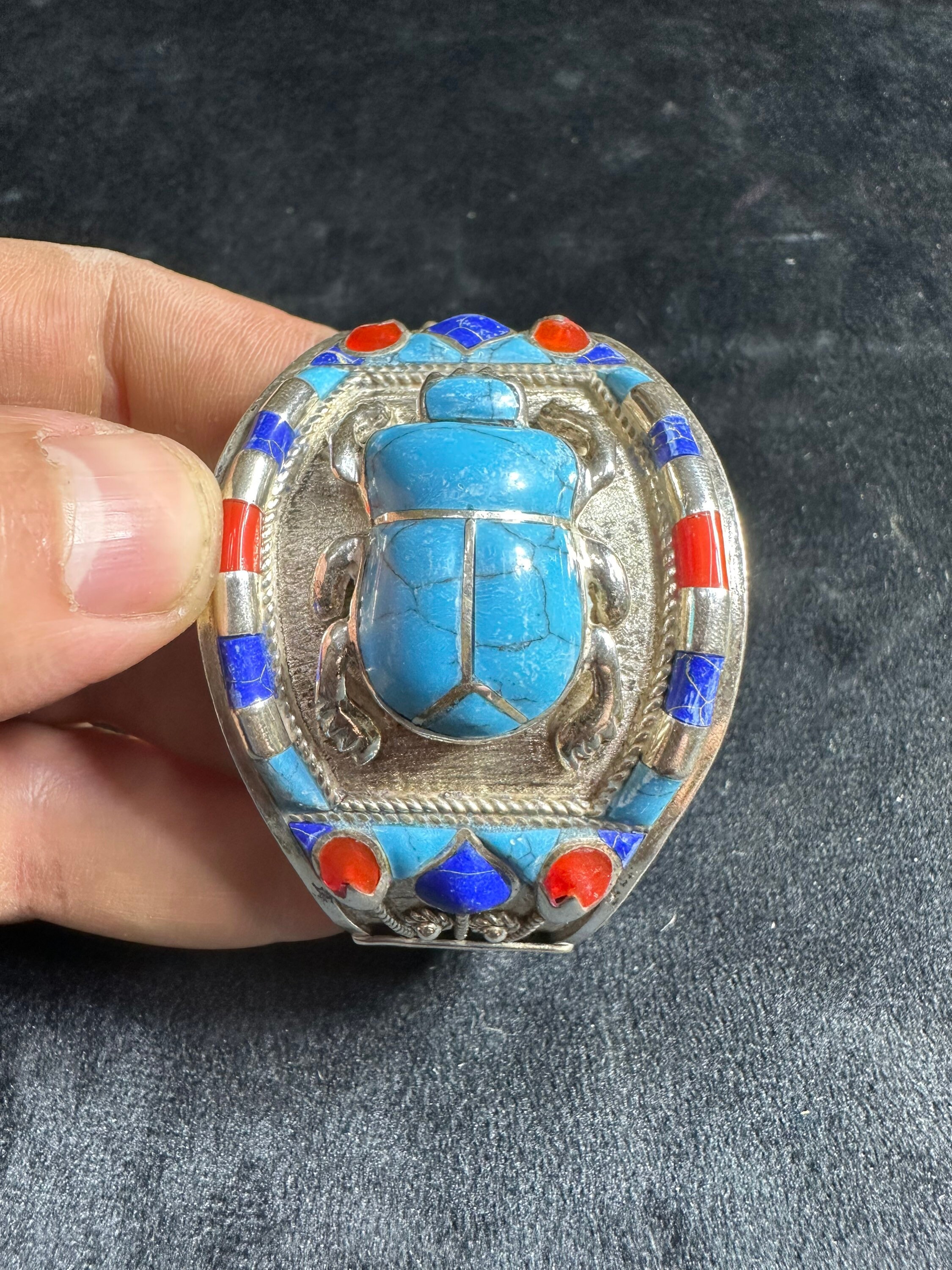Beautiful Bracelet Decorated With a Scarab Made of Turquoise Stone ...
