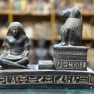 Thoth- God Thoth With Royal Scribe Nemertov -egyptian Handmade-antique ...
